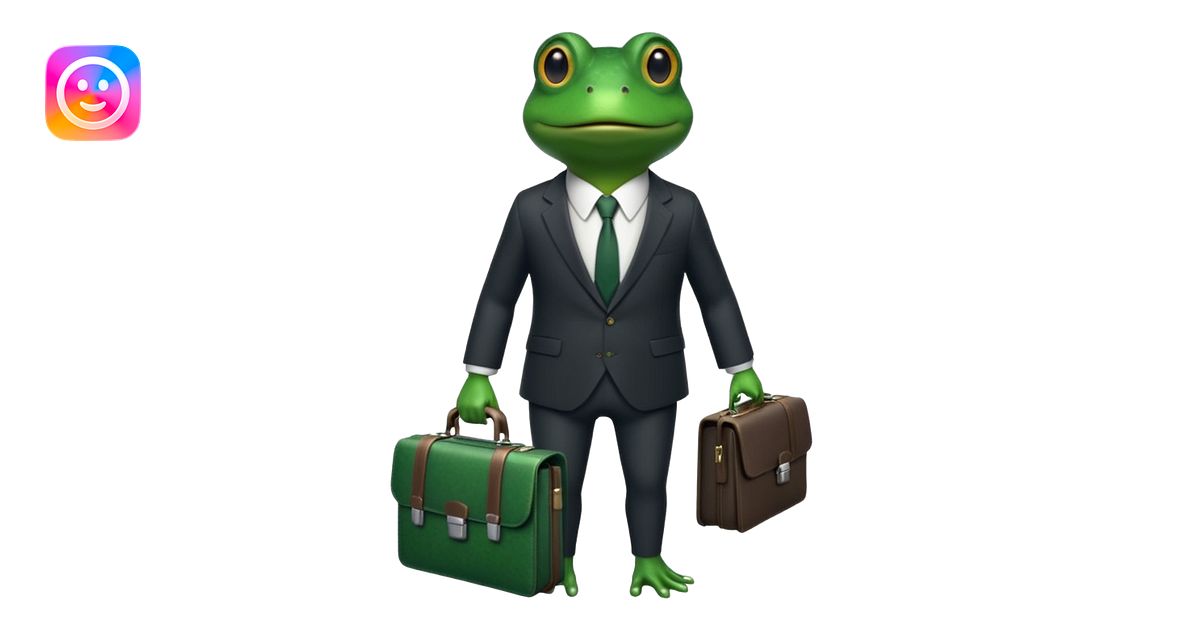 frog with a suit and tie and a briefcase emoji | AI Emoji Generator