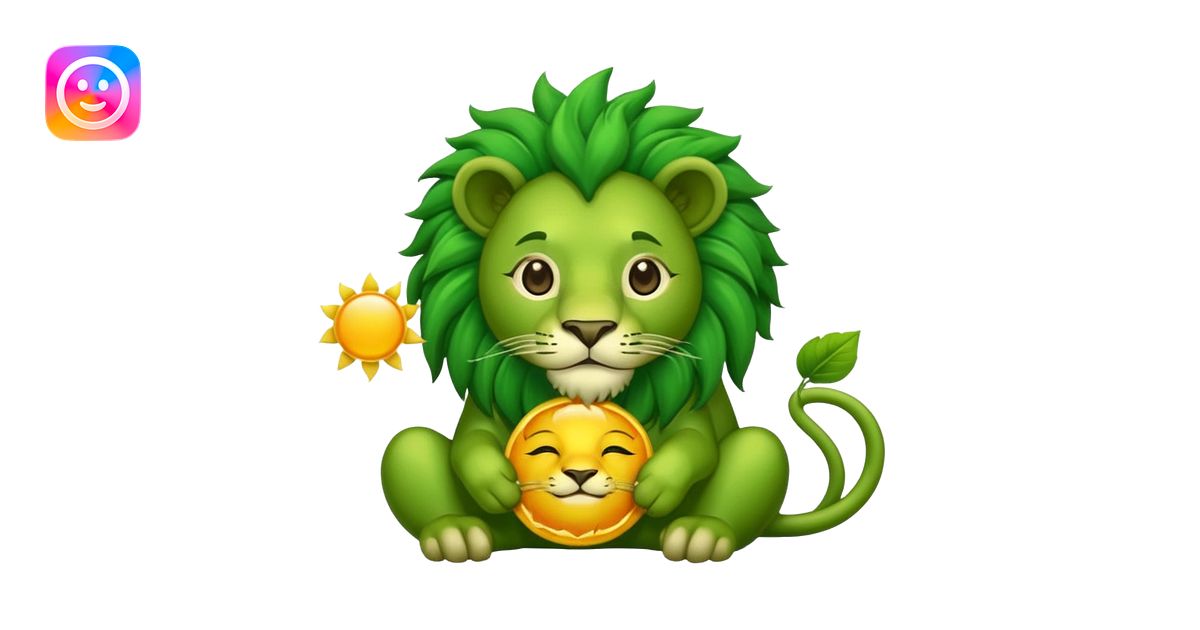 Alchemist style green lion eating sun emoji | AI Emoji Generator