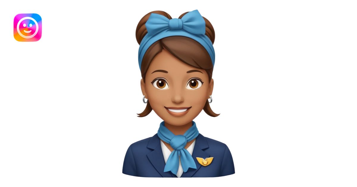 flight attendant, Light Brown skin, brown hair in one bun, neck scarf ...
