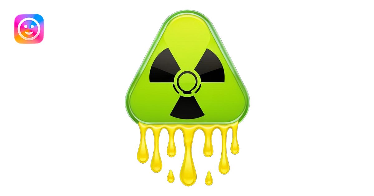 radioactive hazard symbol stylized to look like it is melting. The ...