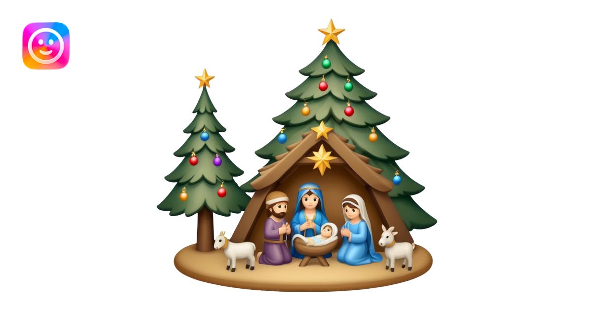 Christmas tree and nativity scene emoji | AI Emoji Generator