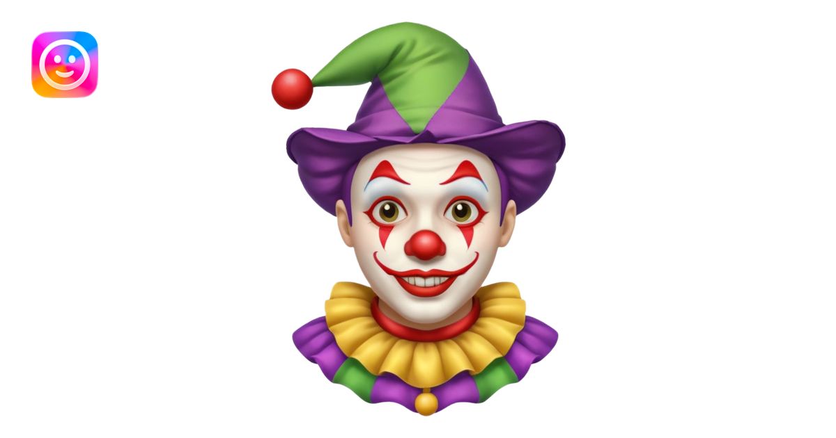 Clown with jester hat, half body emoji | AI Emoji Generator