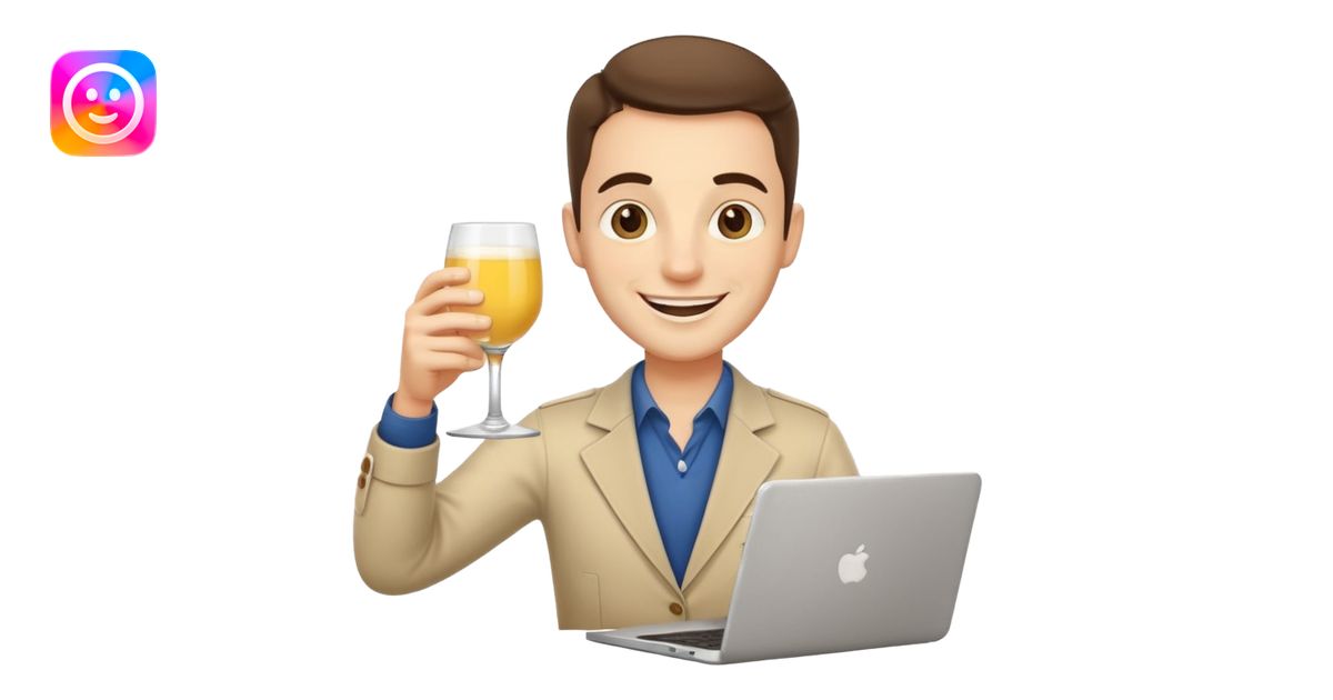 A friendly freelance character (male or neutral) working on a laptop ...