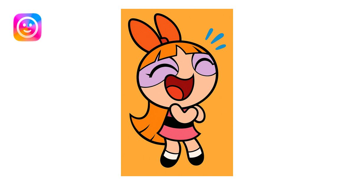Powerpuff Girls character with a laughing emotion, cartoon style ...