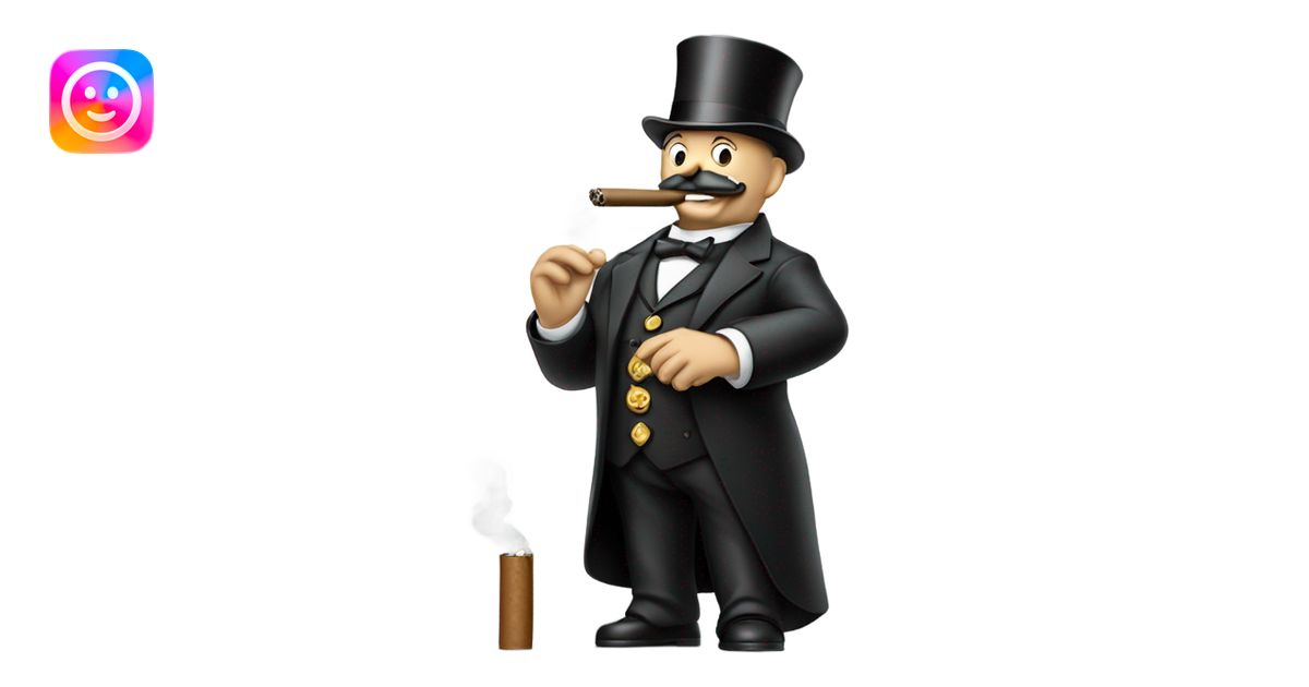 monopoly man with a chain and smoking a cigar emoji | AI Emoji Generator