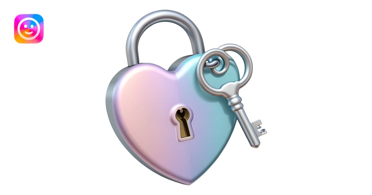 Pastel heart-shaped lock and key emoji | AI Emoji Generator