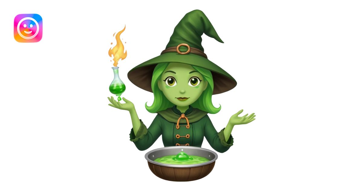 green witch cooking potion emoji | AI Emoji Generator