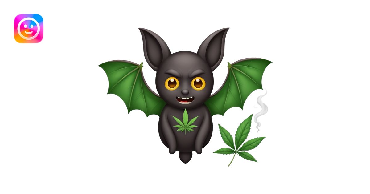 Bat smoking a marijuana jointwhile flying emoji | AI Emoji Generator