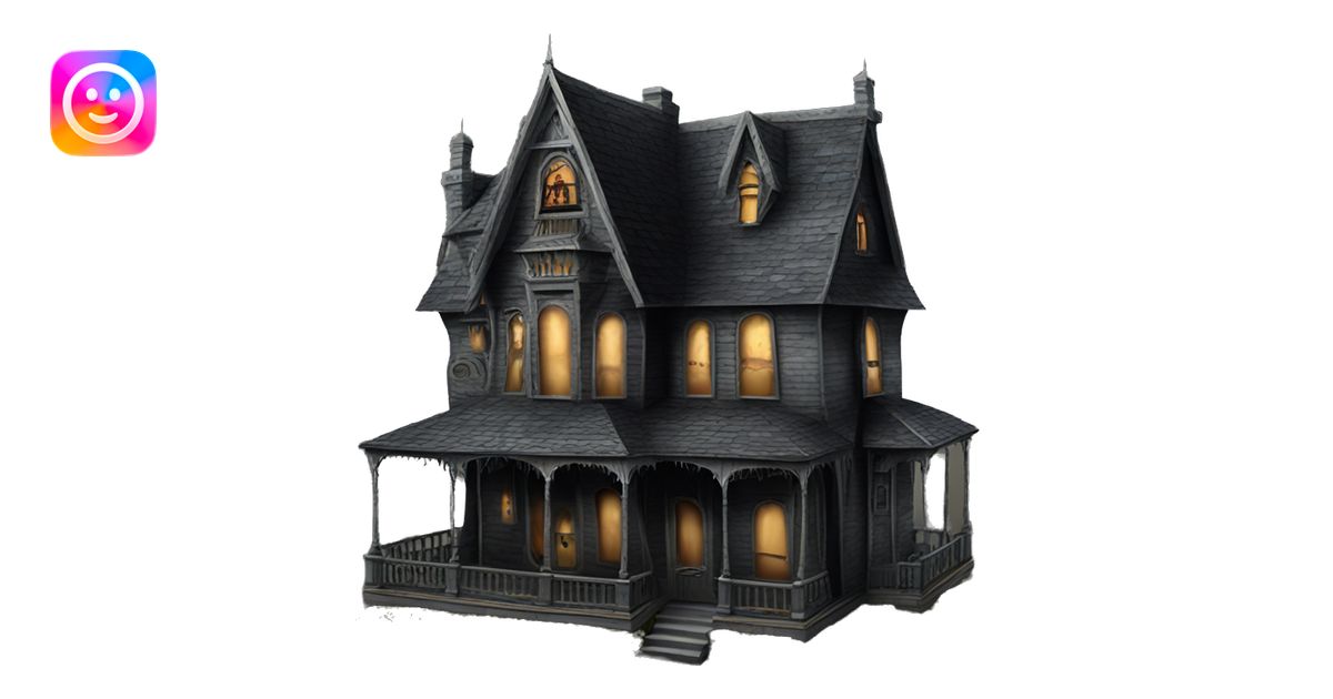 Creepy ok Realistic Huge ornate gothic Cardboard haunted house emoji ...