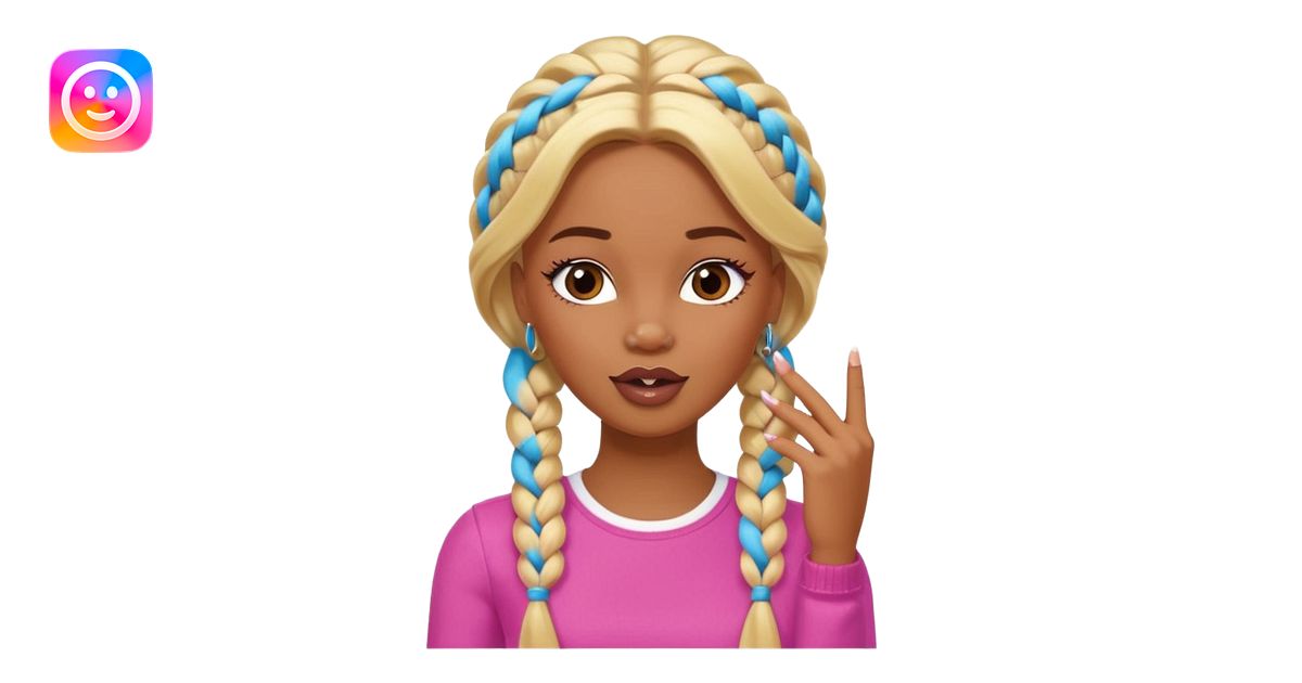 brown skin blonde barbie with two braids in front biting fingernail ...