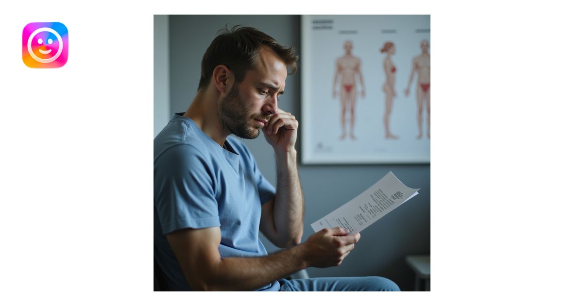 hyperrealistic 4K image of a man in his 30s looking at semen analysis ...