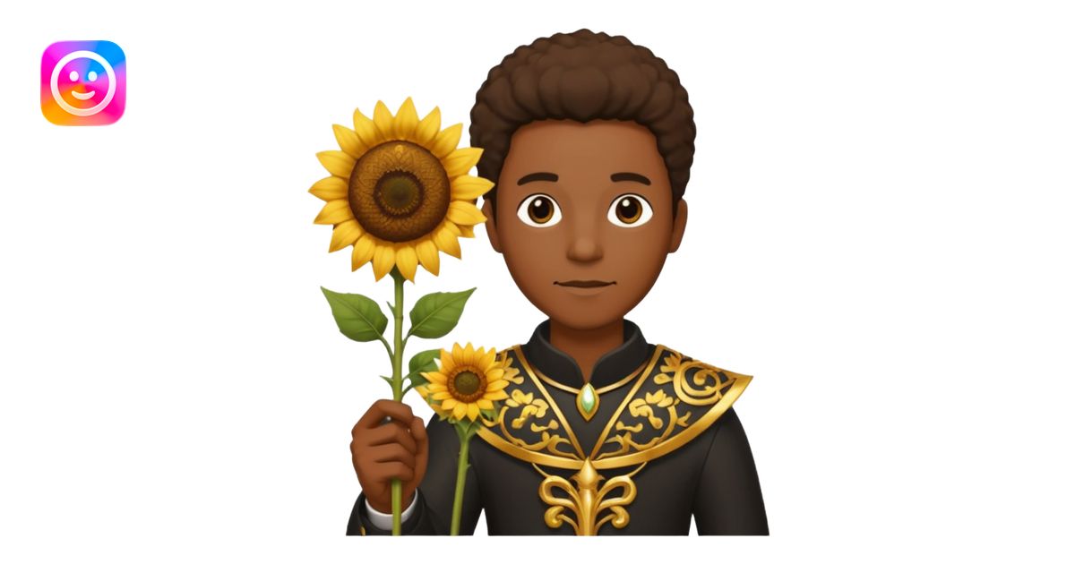 black man with sunflower, scepter emoji | AI Emoji Generator