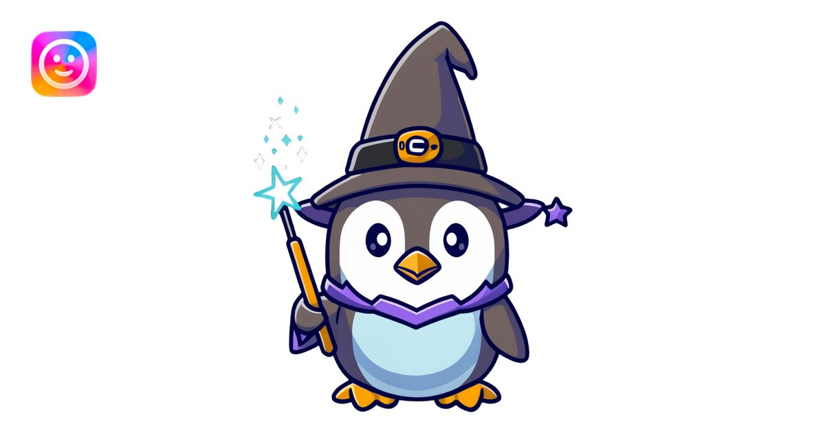 cute penguin wizard with sparkles image | AI Emoji Generator