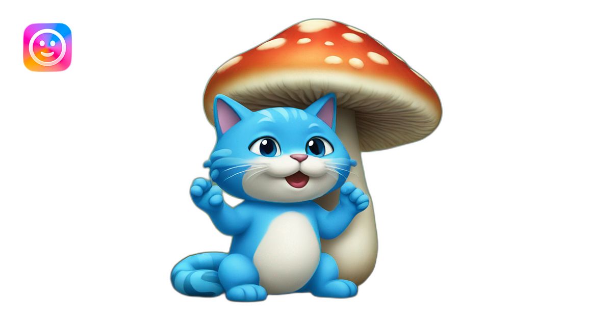 blue-cat-mushroom-smurf-suite emoji | AI Emoji Generator