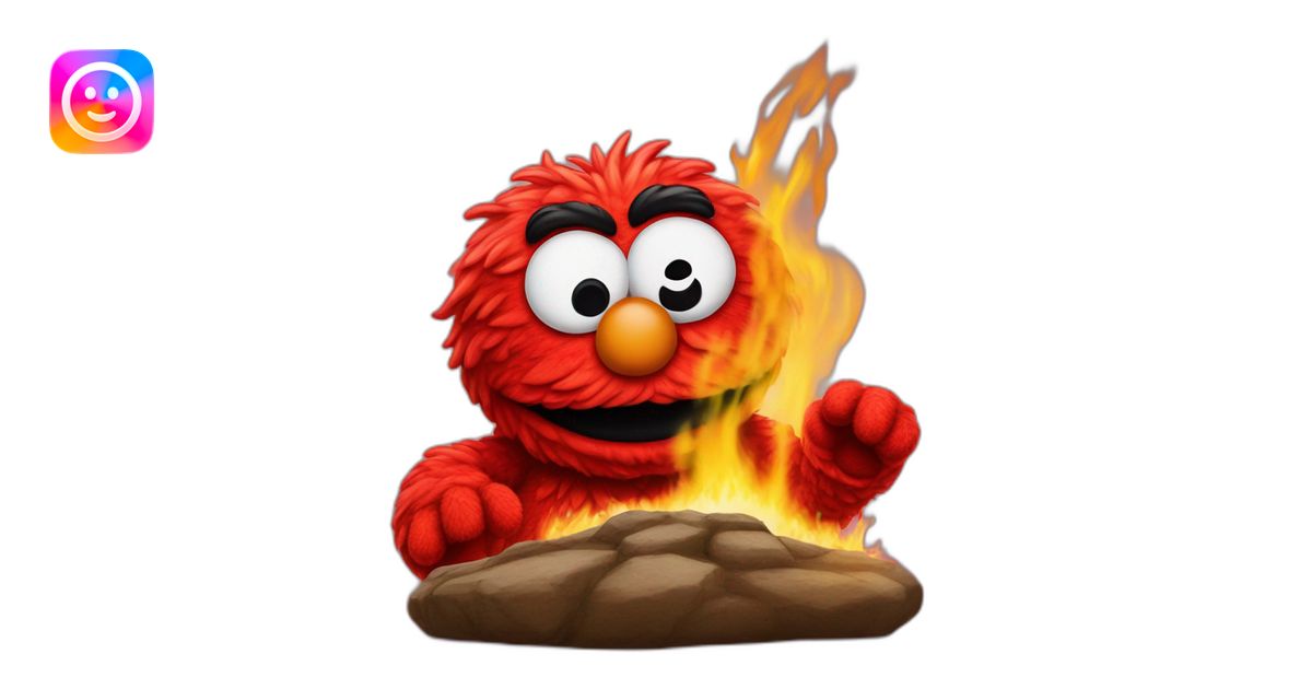 elmo-in-front-of-fire emoji | AI Emoji Generator