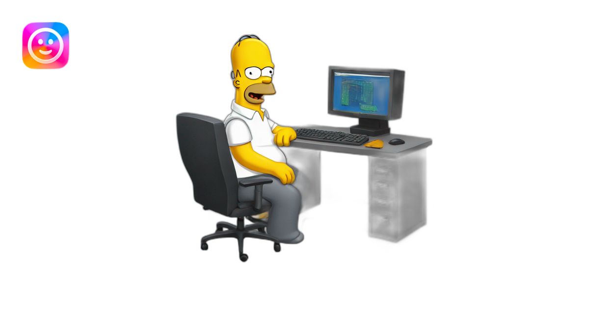Simpson men using a PC emoji | AI Emoji Generator