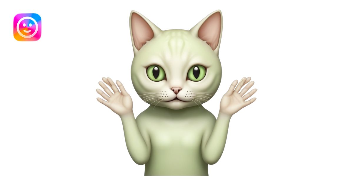 Cat with human hands and like an alien strange emoji | AI Emoji Generator