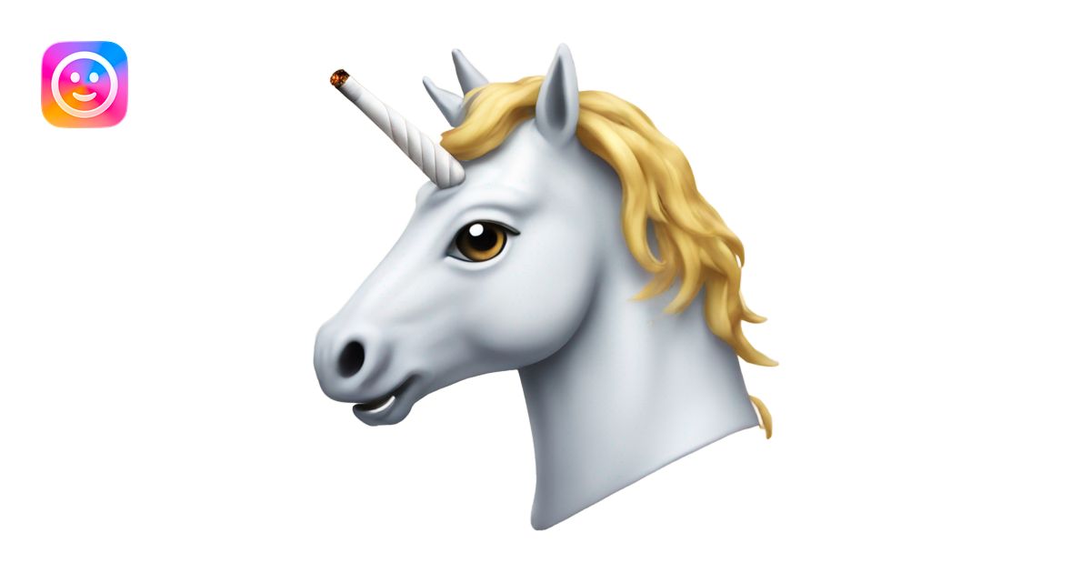 Unicorn smoking a cigarette emoji | AI Emoji Generator