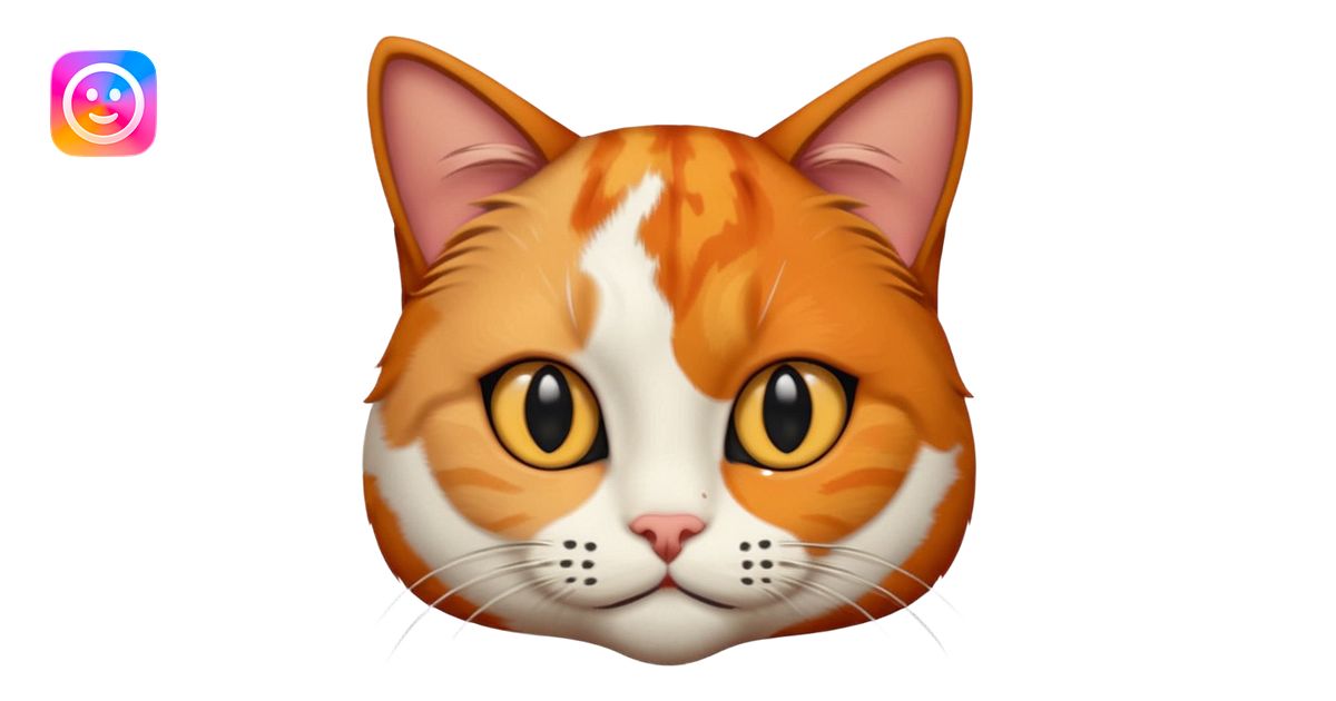 A calico cat with half its face ginger and the other half black emoji ...