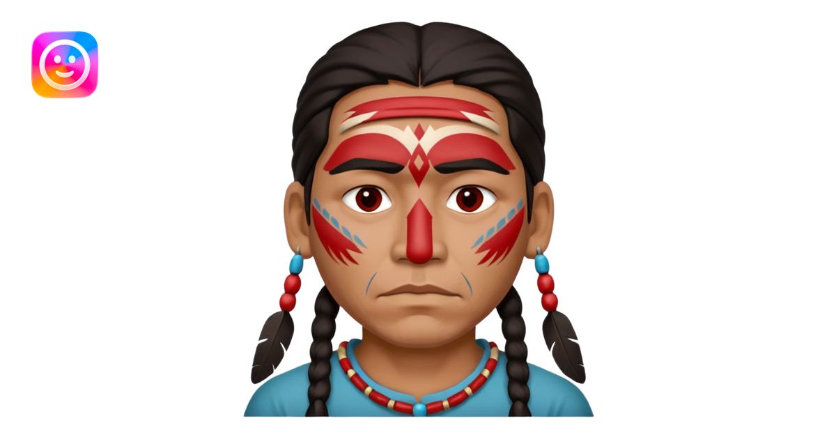 Native American with red hand paint over mouth emoji | AI Emoji Generator