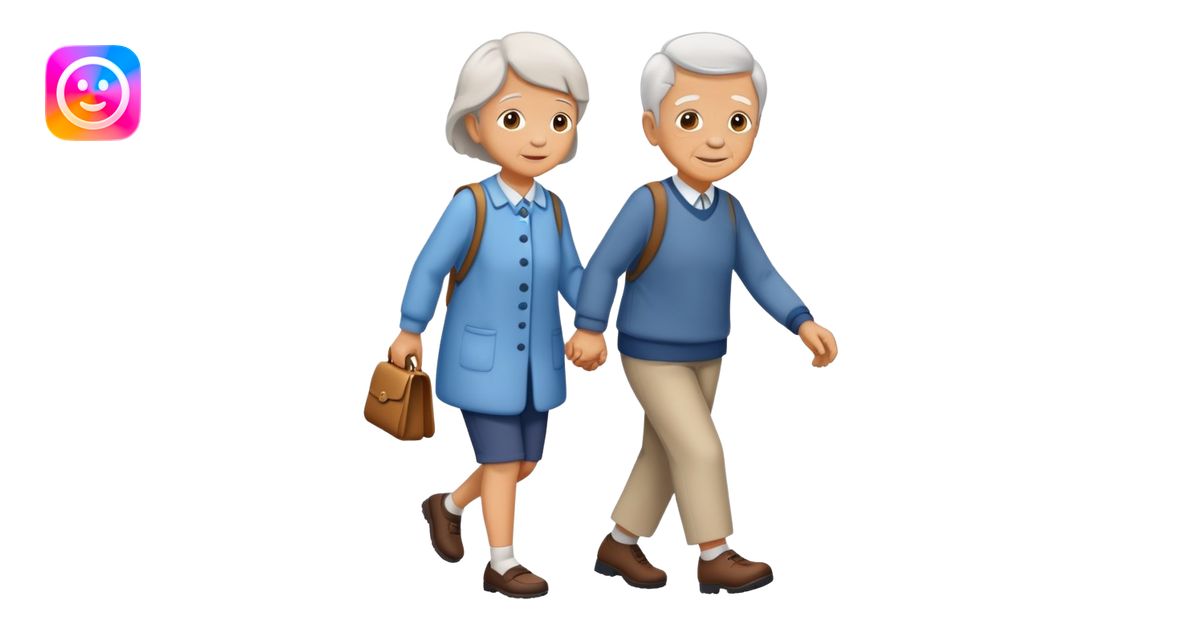 child helping an elderly person walk, kind and friendly emoji | AI ...