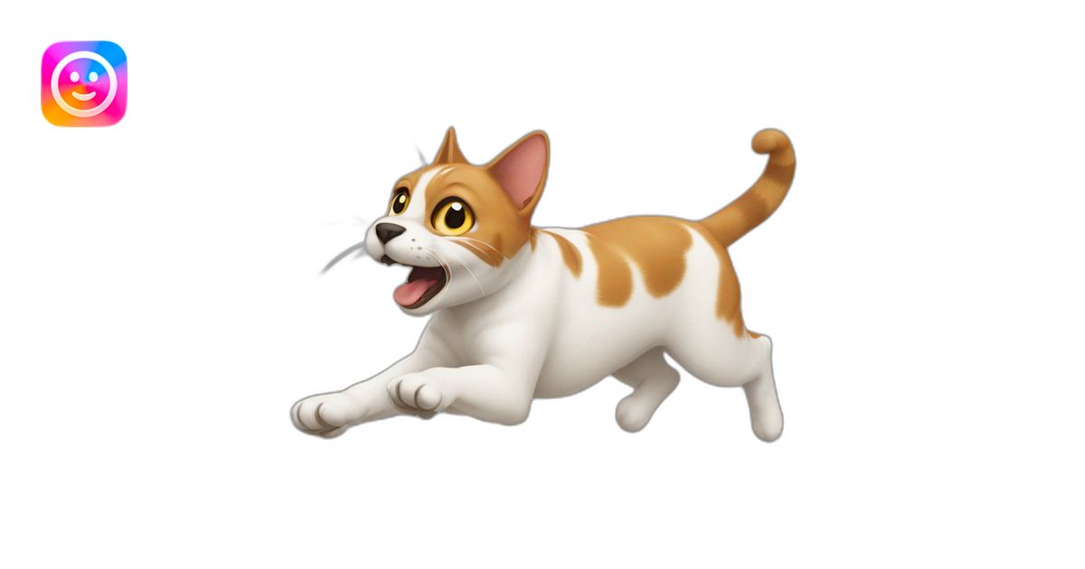 cat running by a dog emoji | AI Emoji Generator