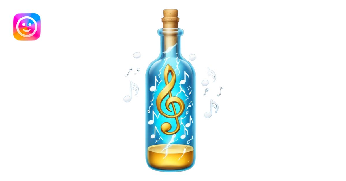 lightning bolt and musical notes in a bottle emoji | AI Emoji Generator