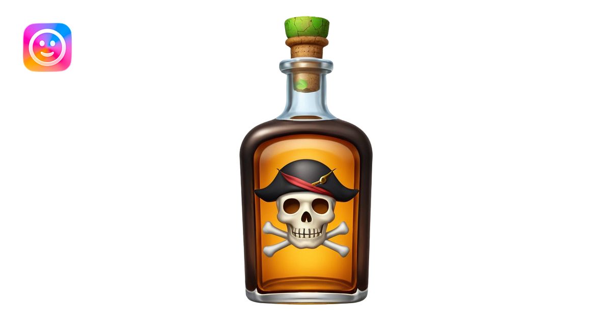 pirate rum bottle object icon, glass bottle, cork top, dark liquid ...