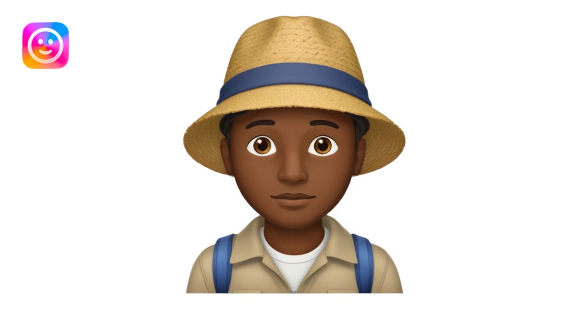 Visage homme créole réunionnais avec chapeau arrive avion emoji | AI ...