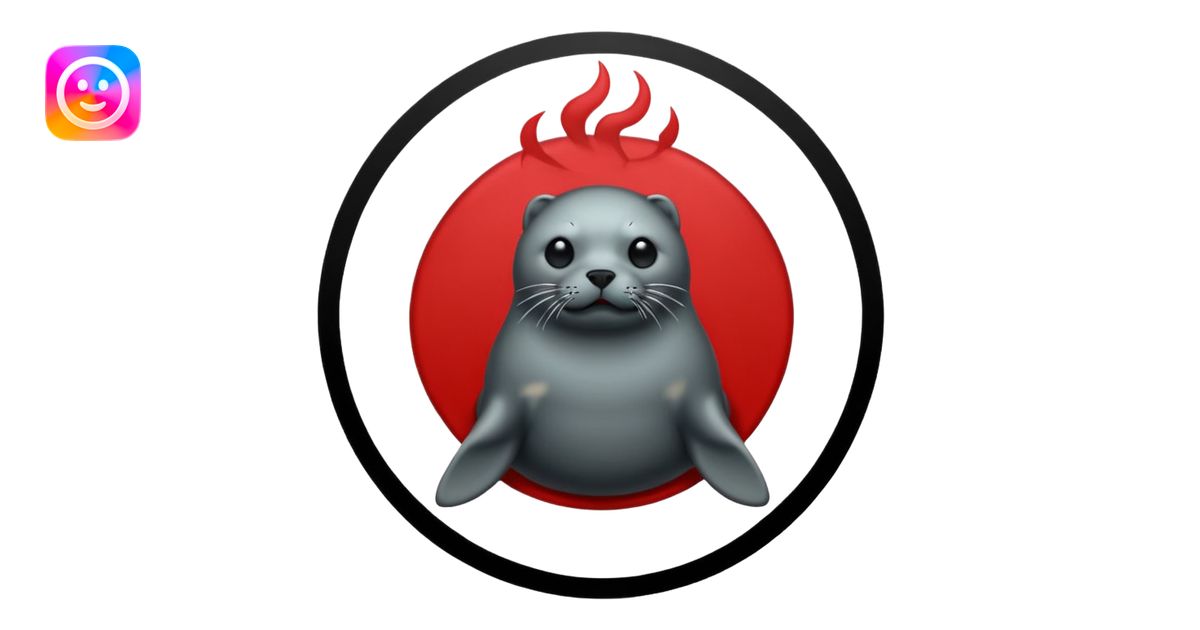 iOS sticker, summoning seal, black circle, red symbol, minimal emoji ...