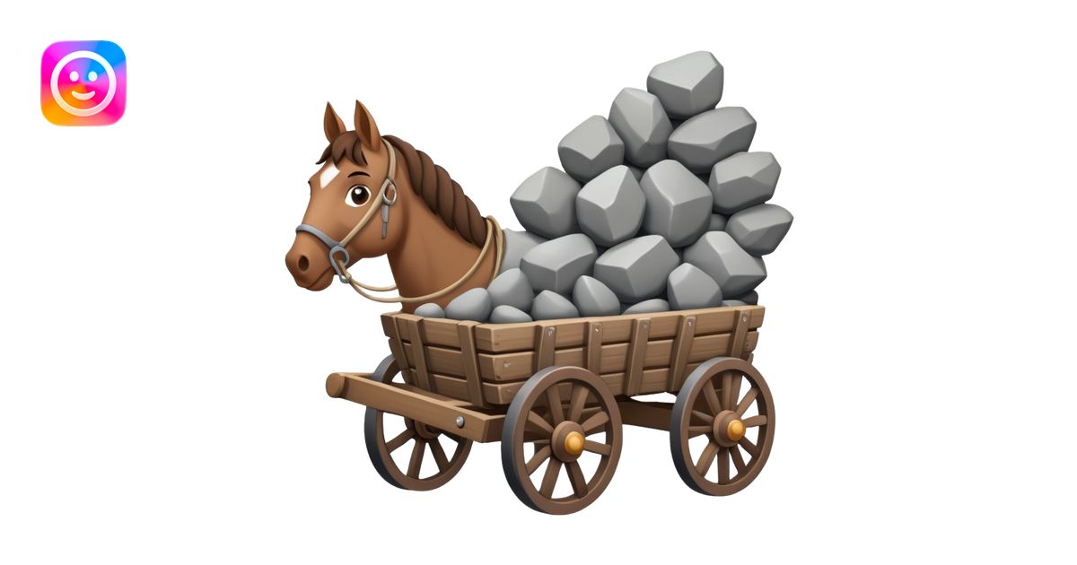 horse carrying a wagon of rocks emoji | AI Emoji Generator