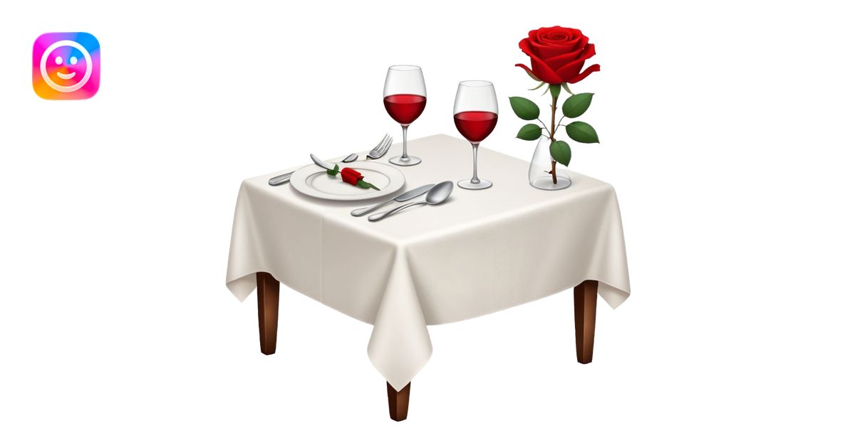 Fine dining romantic restaurant table set for two emoji | AI Emoji ...