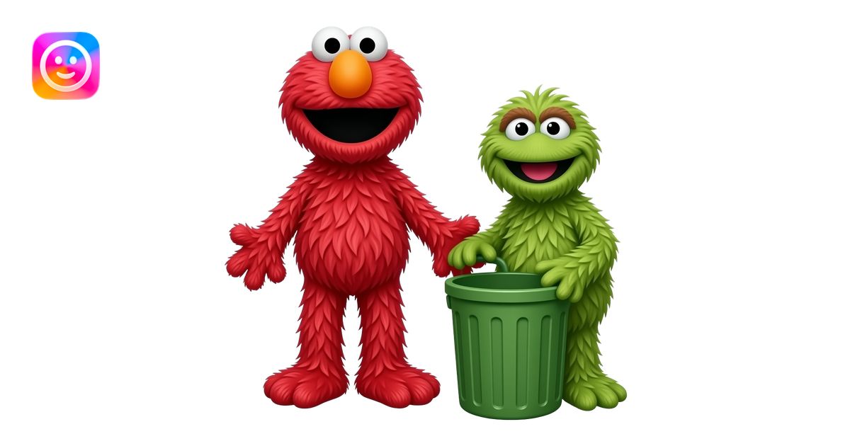 Elmo full body and Oscar the Grouch with trash can full body emoji | AI ...