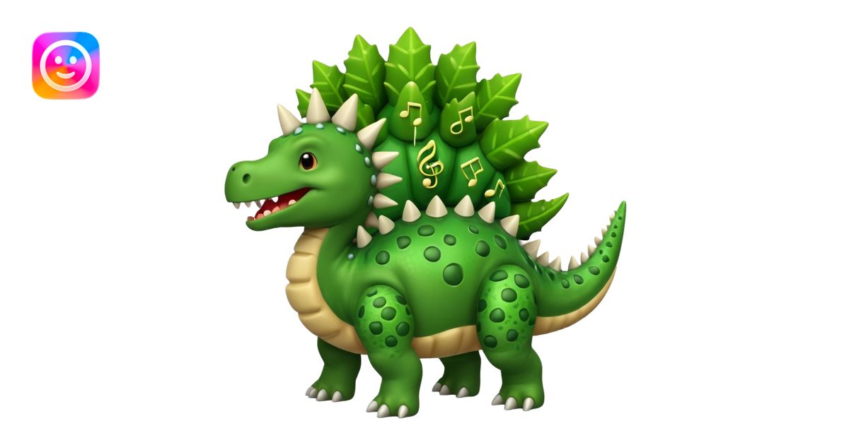 cartoon stegosaurus with music notes emoji | AI Emoji Generator