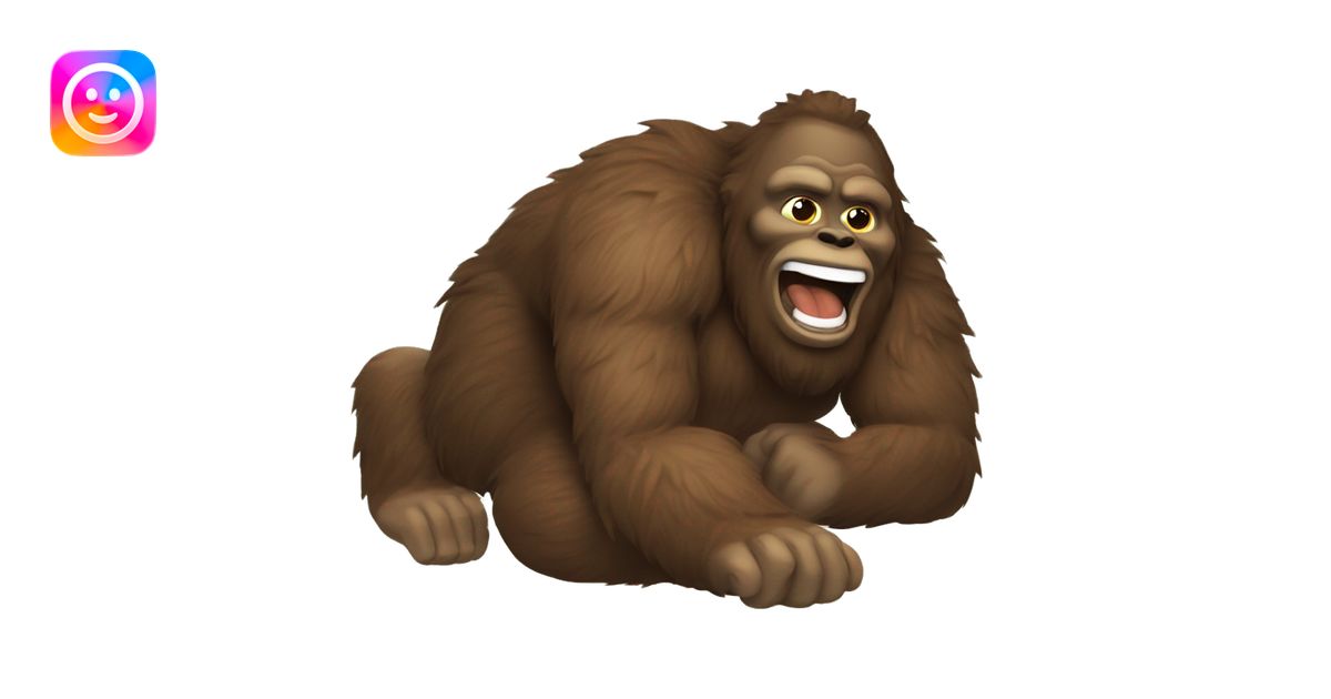 bigfoot lying on his back with a nut emoji | AI Emoji Generator