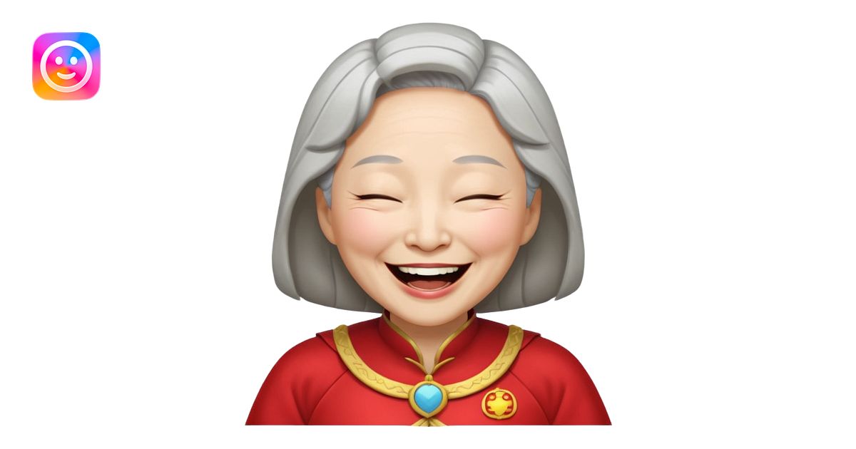old Chinese superwoman laughing with closed eyes emoji | AI Emoji Generator