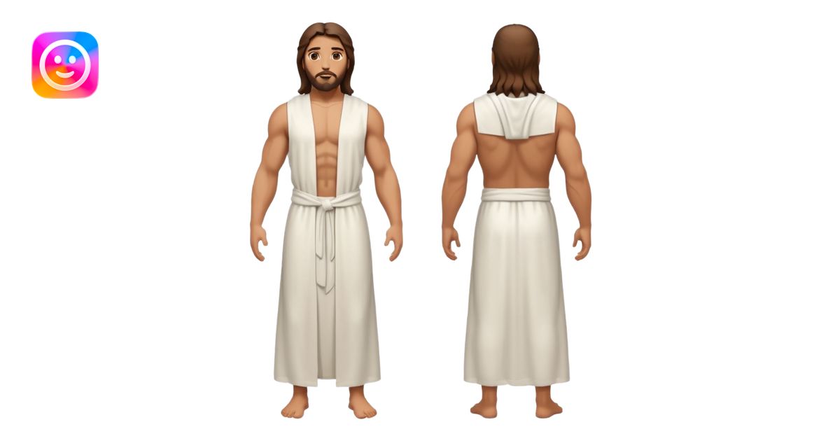 fullbody jesus christ jacked, sleeveless white robe front and backview ...