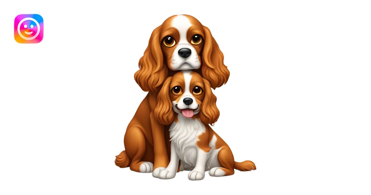 Lovers and cavalier dog emoji | AI Emoji Generator