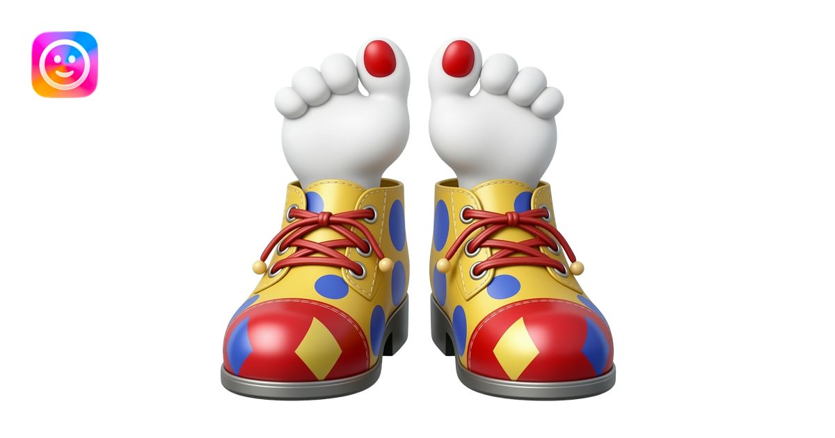 White toes with red toenails stick out of clown shoes emoji | AI Emoji ...