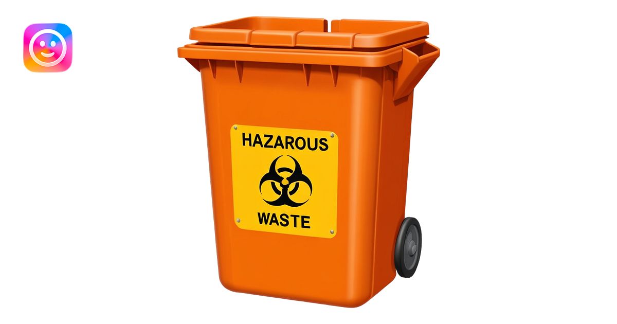 empty orange BIN WITH "hazardous WASTE" WORD IN IT emoji | AI Emoji ...