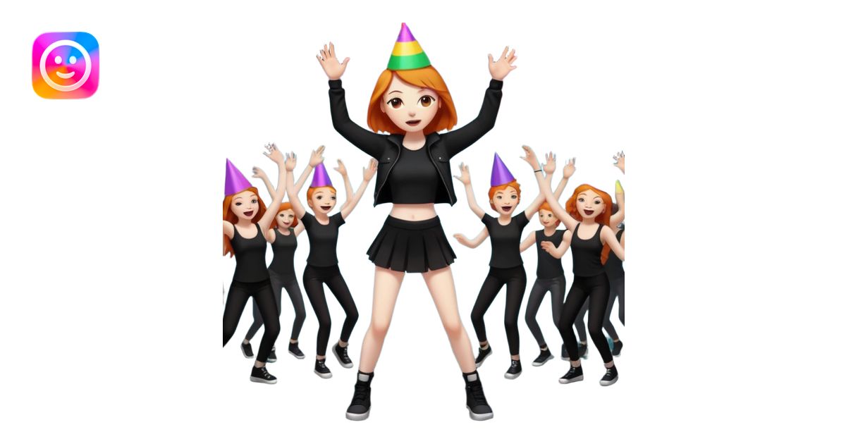 Ginger girl dancing at a rave. Full body, wearing dark colours give her ...