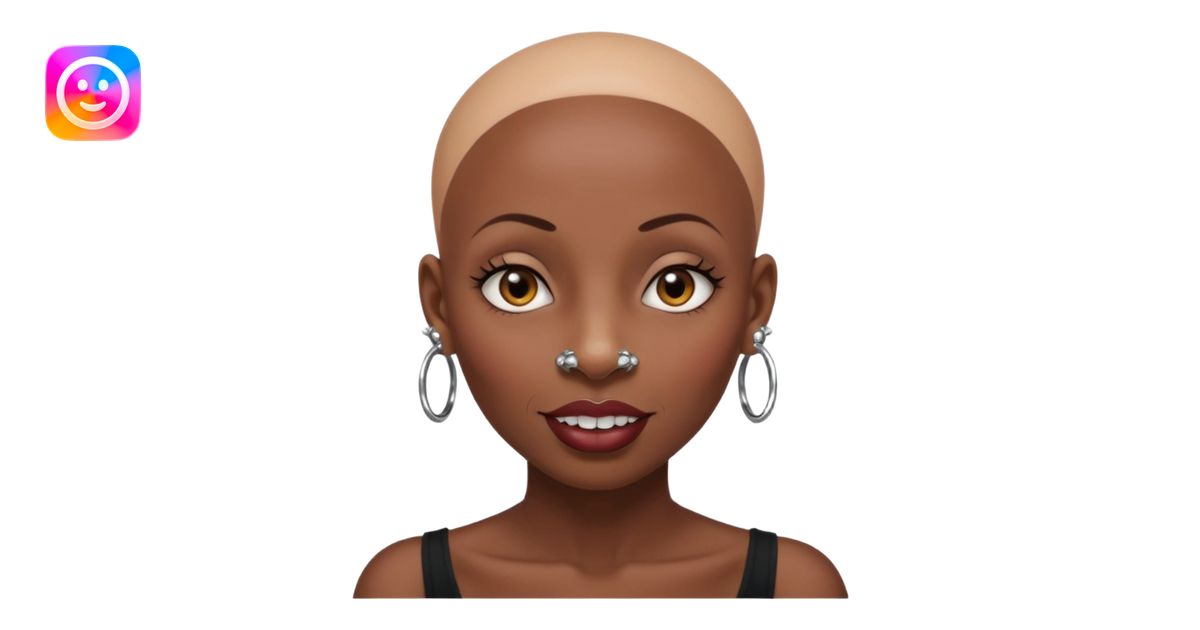 Grown black (proud) woman, bald with a perfect head, a prominent nose ...