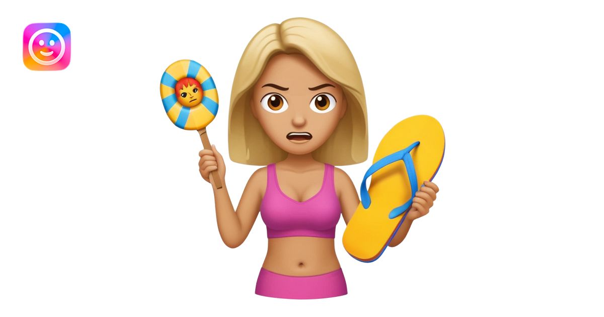an angry mother with a flip-flop in her hand emoji | AI Emoji Generator