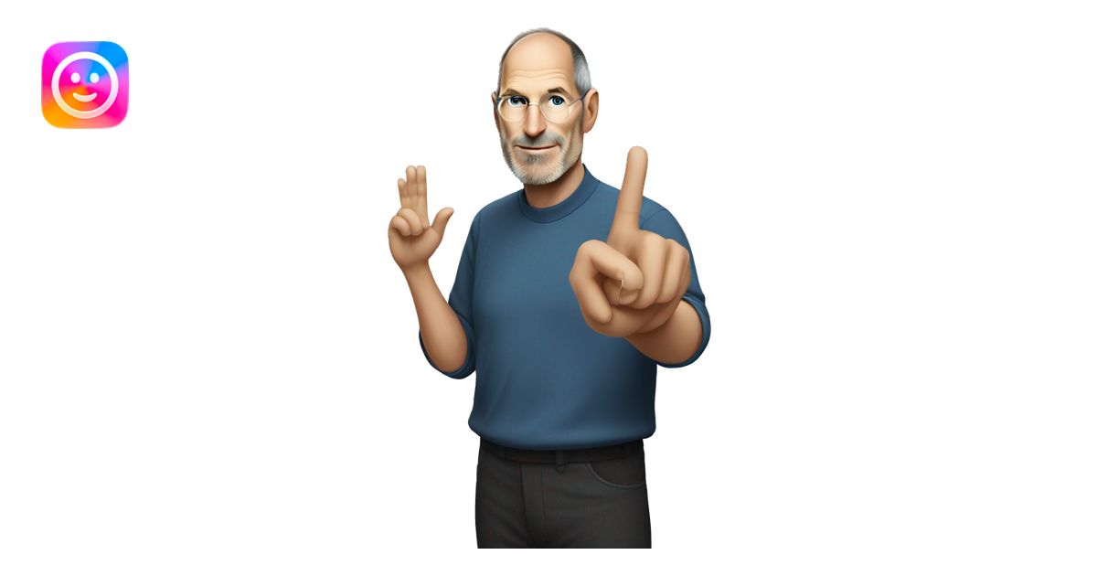 Steve Jobs shows okay sign by hand emoji | AI Emoji Generator