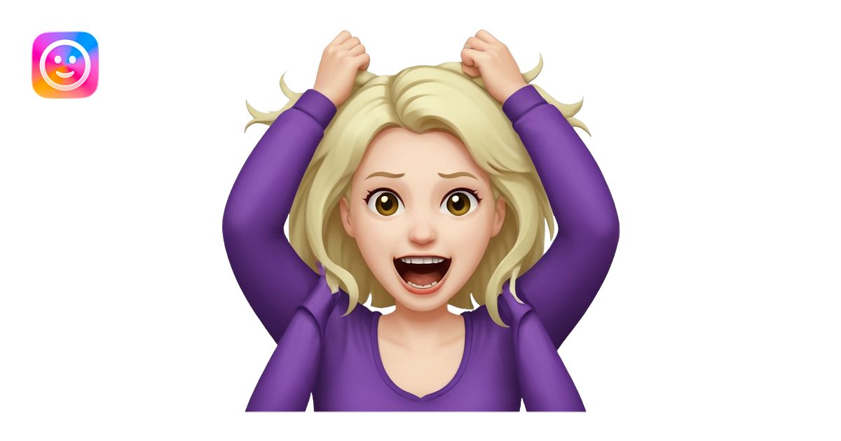 Manic laughter ripping hair out female emoji | AI Emoji Generator