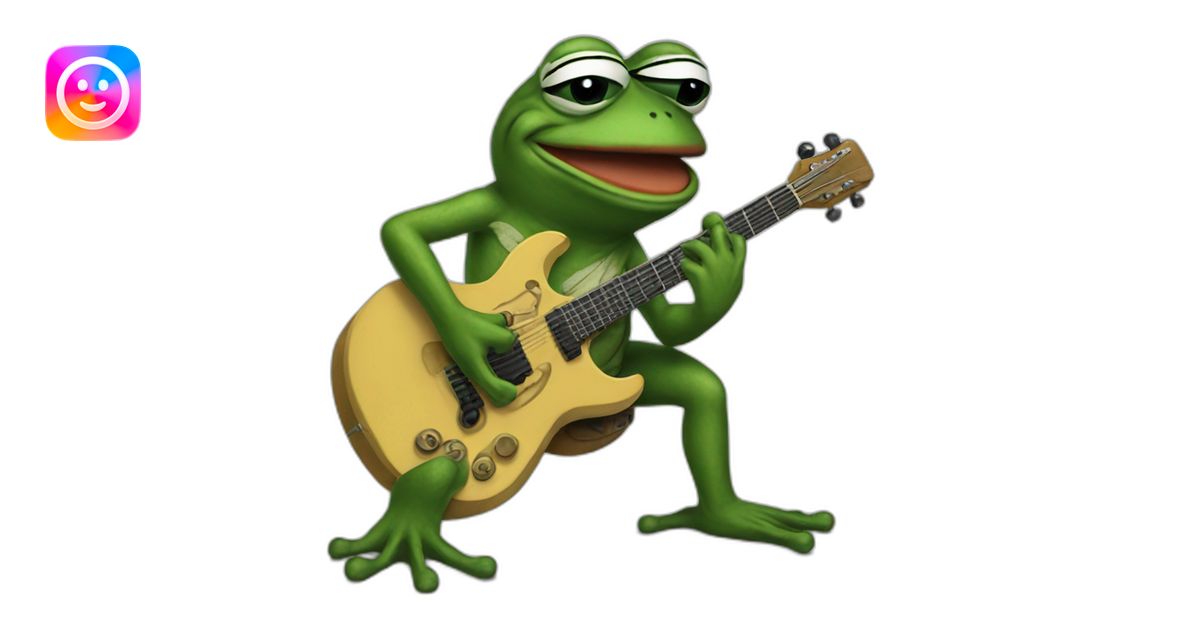 pepe frog playing guitar rock emoji | AI Emoji Generator