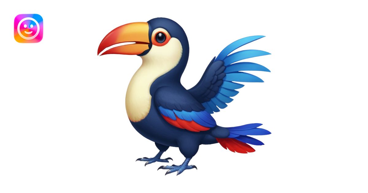 Blue tropical toucan-fakemon-bird, with red long beak, with a short ...