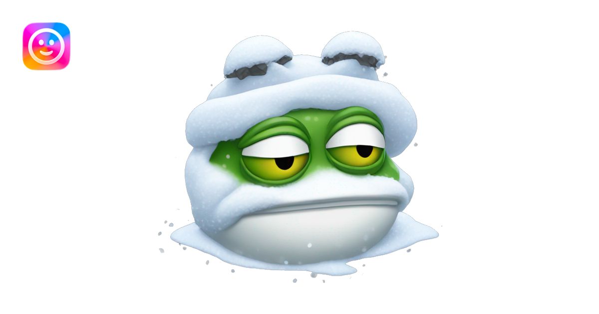 pepe the frog covered in snow emoji | AI Emoji Generator