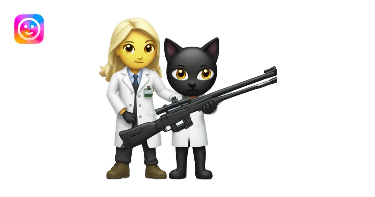 Sniper rifle aiming at black cat wearing a lab coat emoji | AI Emoji ...