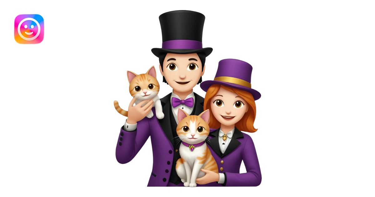 magician couple and their pet cat emoji | AI Emoji Generator